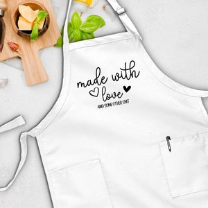 Made With Love Apron, Kitchen Quotes Apron, Funny Apron, Baking Apron ...