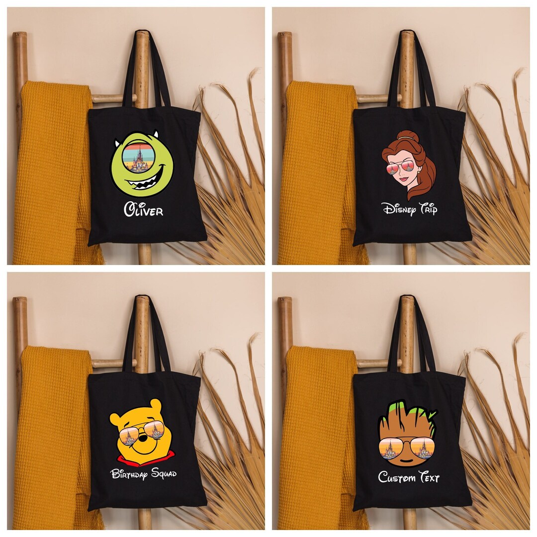 Custom Disney Bag, Disney Characters Bag, Name Tote Bag, Disney ...