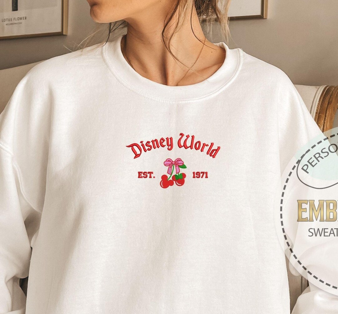 Embroidery Cherry Disney World 1971 Sweatshirt, Mickey Minnie ...