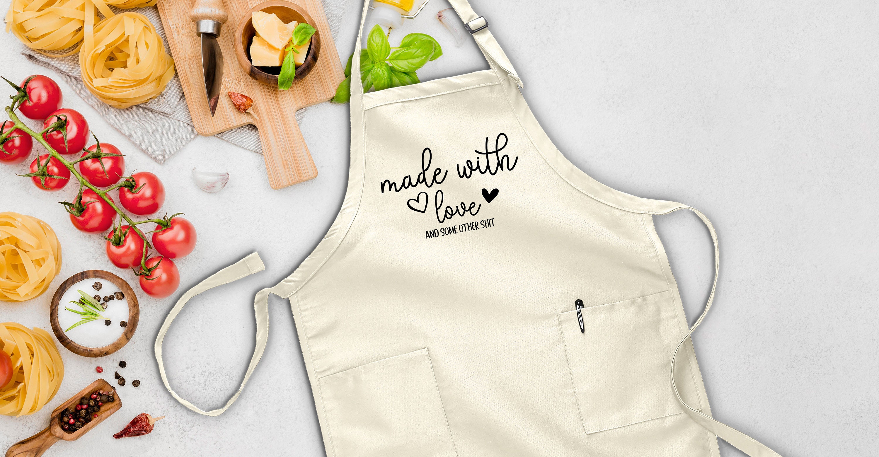 Made With Love Apron, Kitchen Quotes Apron, Funny Apron, Baking Apron ...