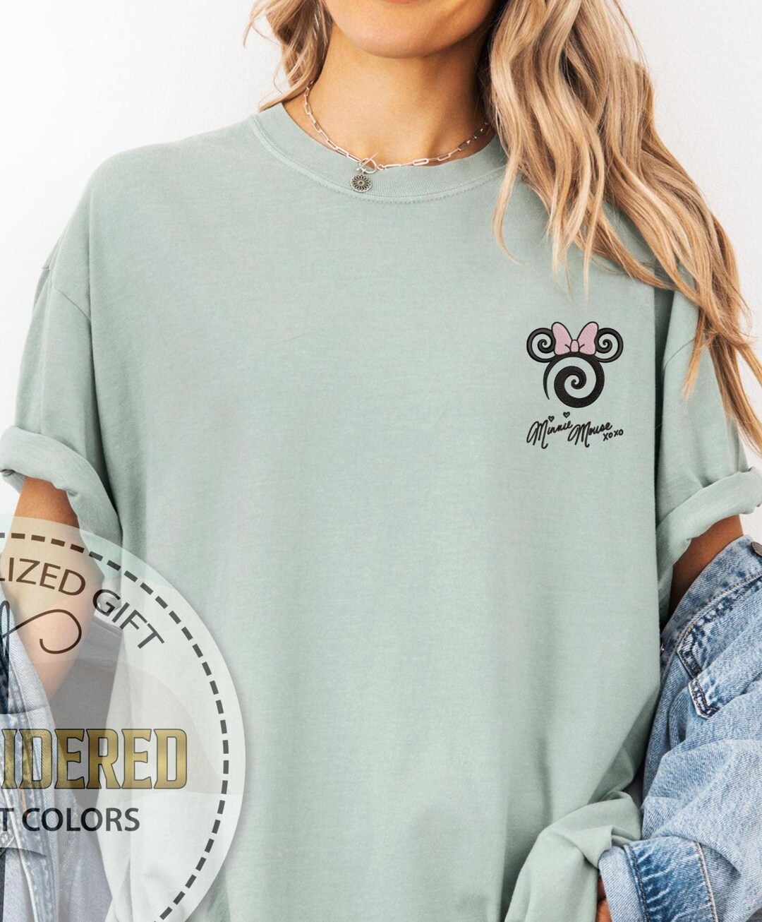 Mickey Minnie Swirl Signature Comfort Color Embroidered Shirt ...
