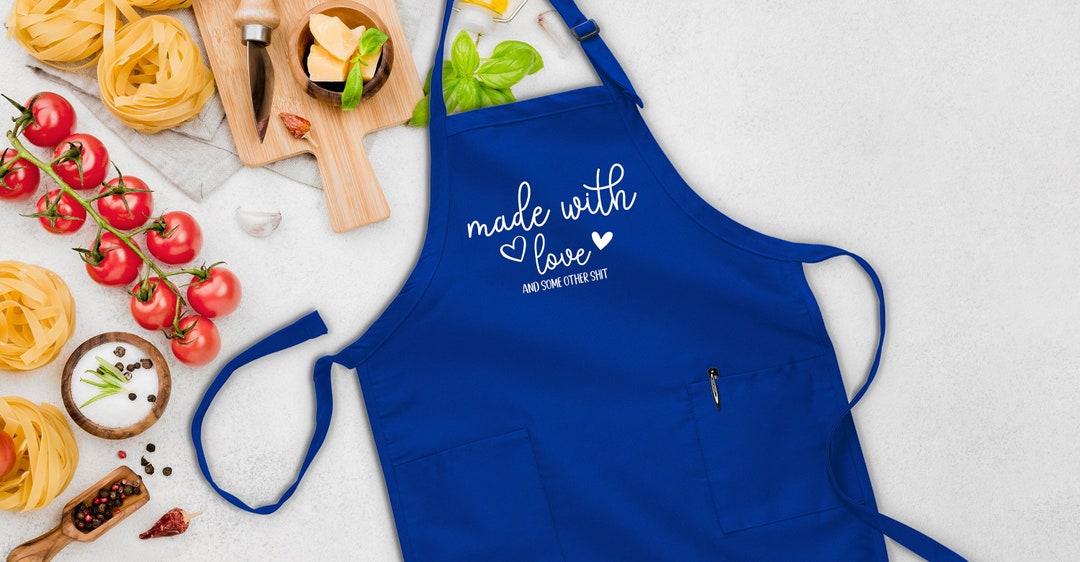 Made With Love Apron, Kitchen Quotes Apron, Funny Apron, Baking Apron ...
