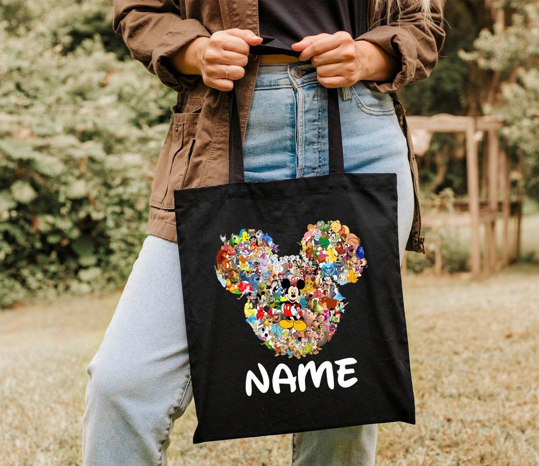 Custom Disney Bag, Disney Characters Tote, Name Tote Bag, Mickey Tote ...