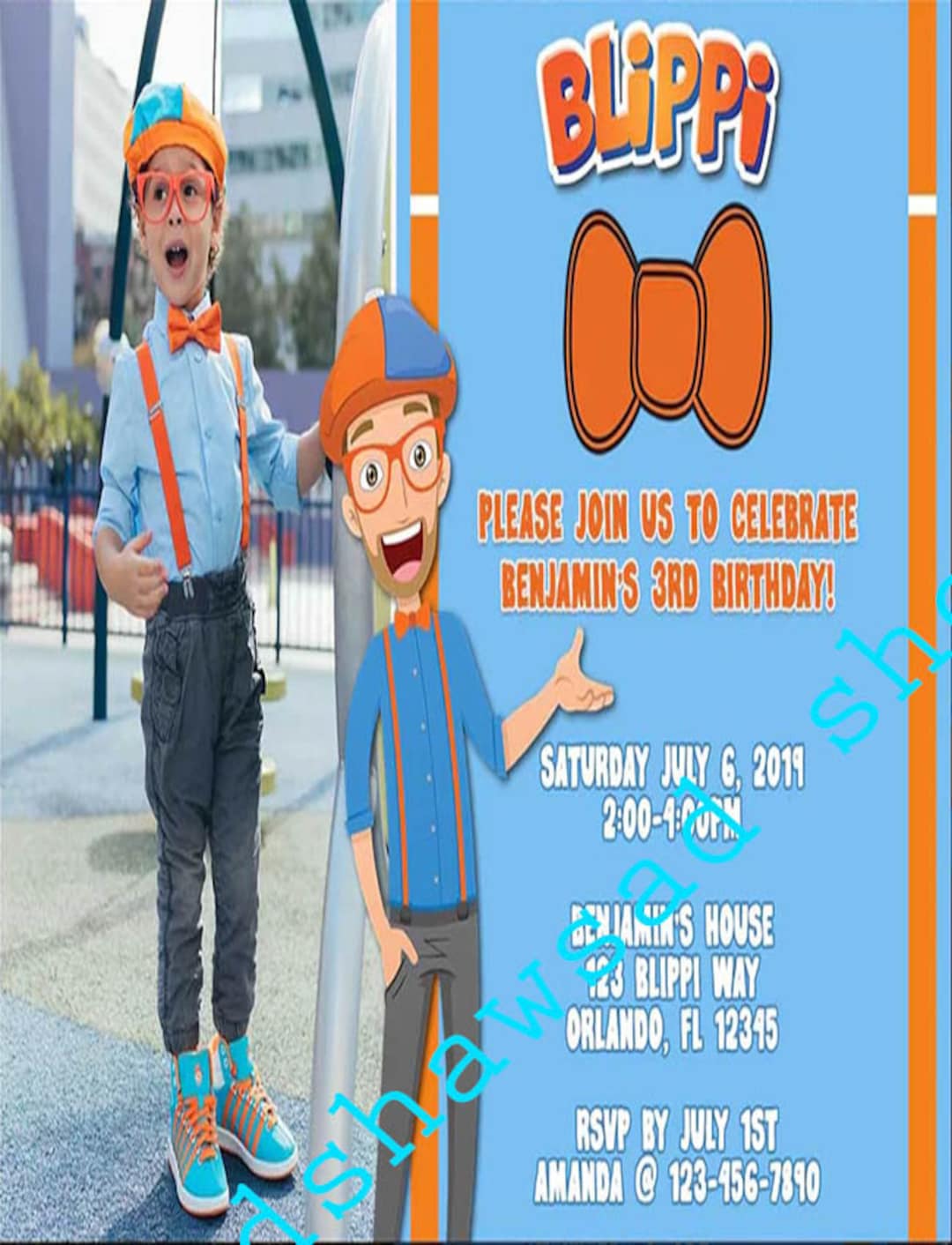 Novel Concept Designs Blippi Photo Birthday Party Invitation - Etsy