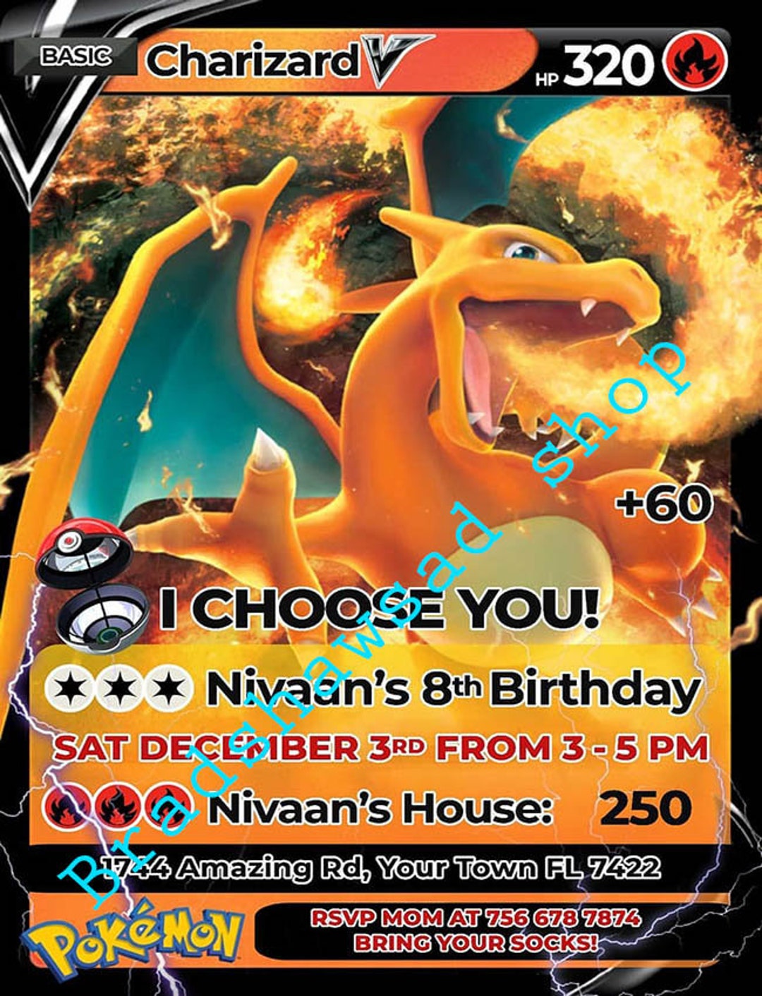 Pokemon Charizard Birthday Card - Etsy