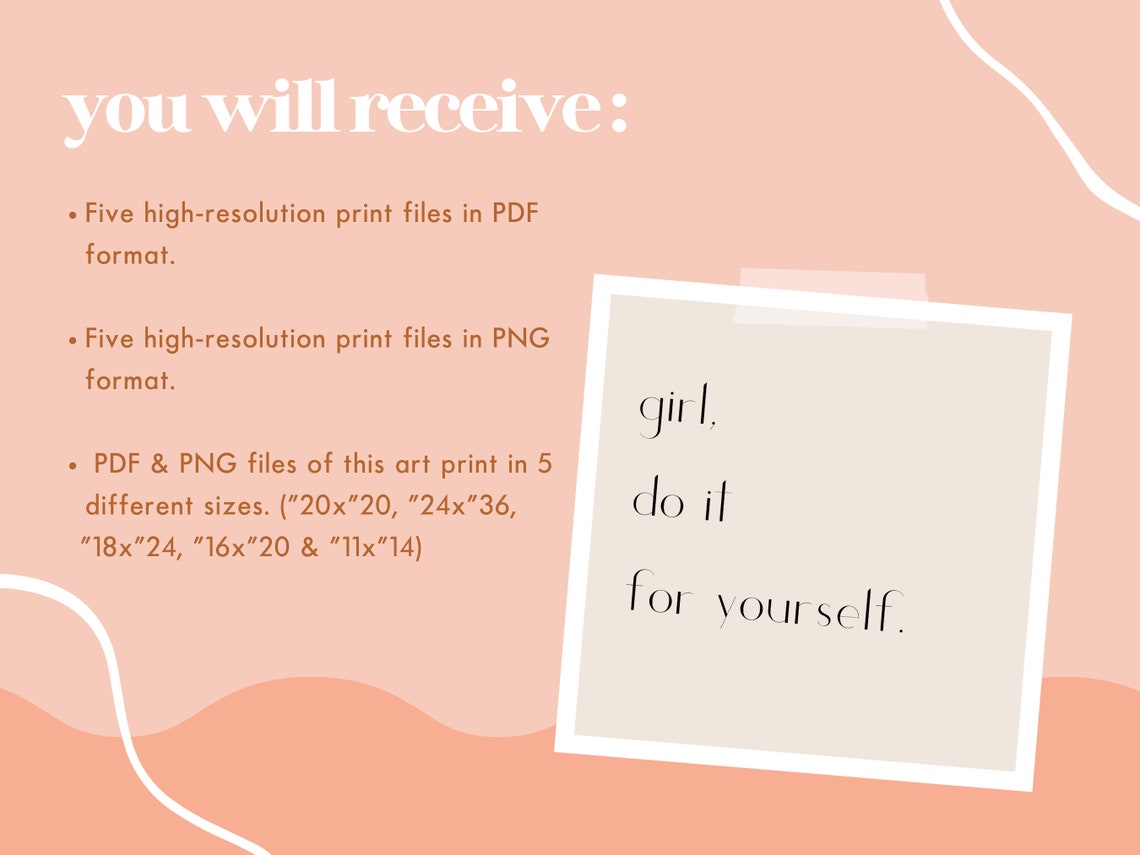 Girl Do It for Yourself Digital Art Print Neutral Feminine Wall Art ...