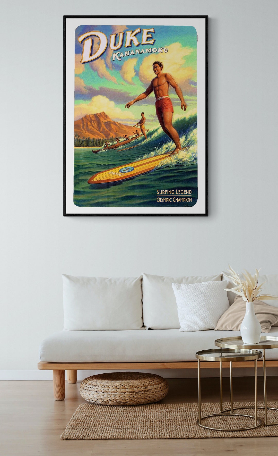 Duke Kahanamoku Vintage Surf Poster - Etsy