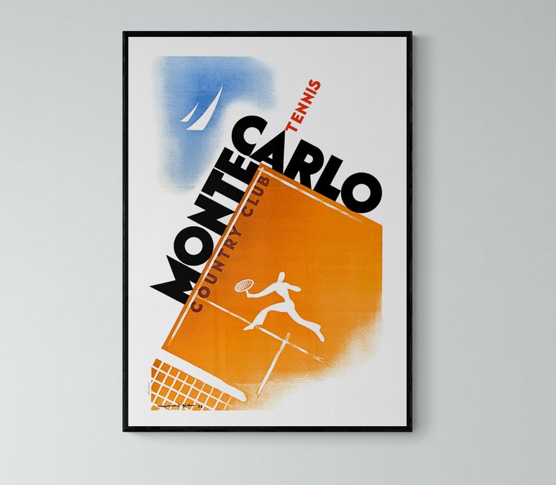 Monte Carlo Tennis Poster - Etsy