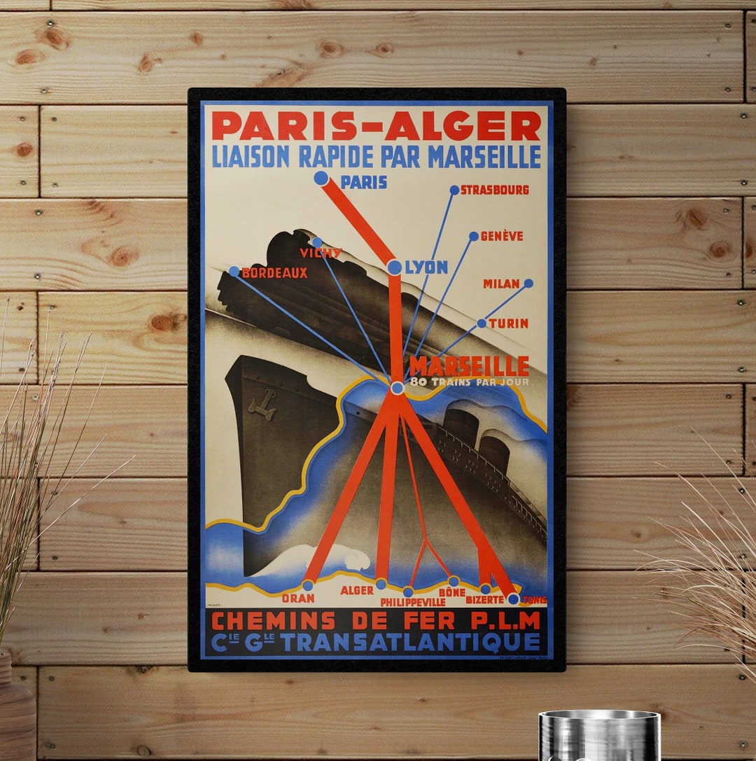 Transatlantic Poster Paris Algiers Marseille - Etsy