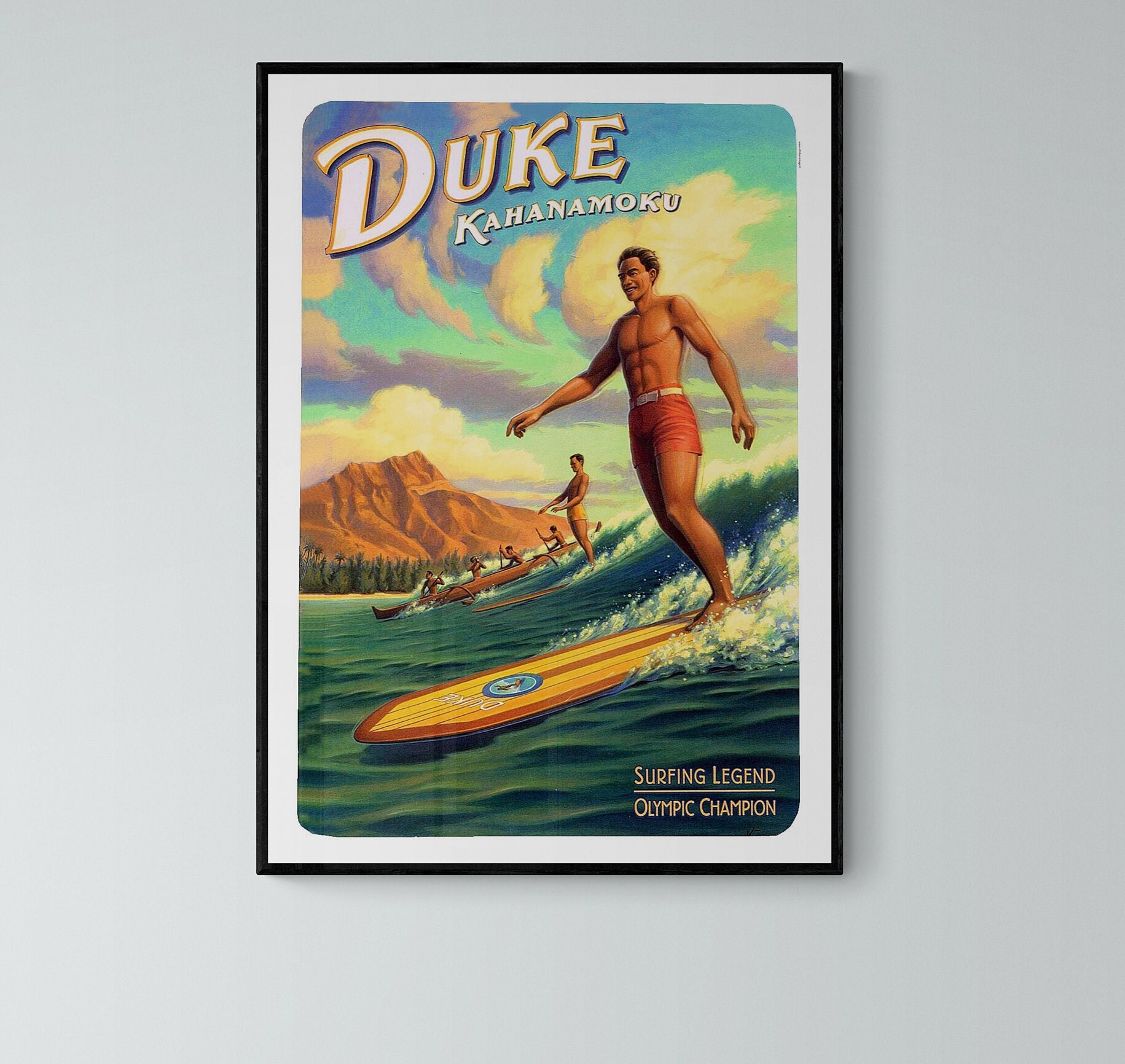 Duke Kahanamoku Vintage Surf Poster - Etsy