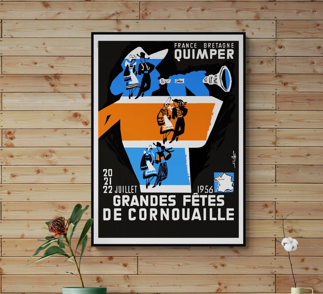 Poster Quimper 1956 Cornouaille Festivals - Etsy