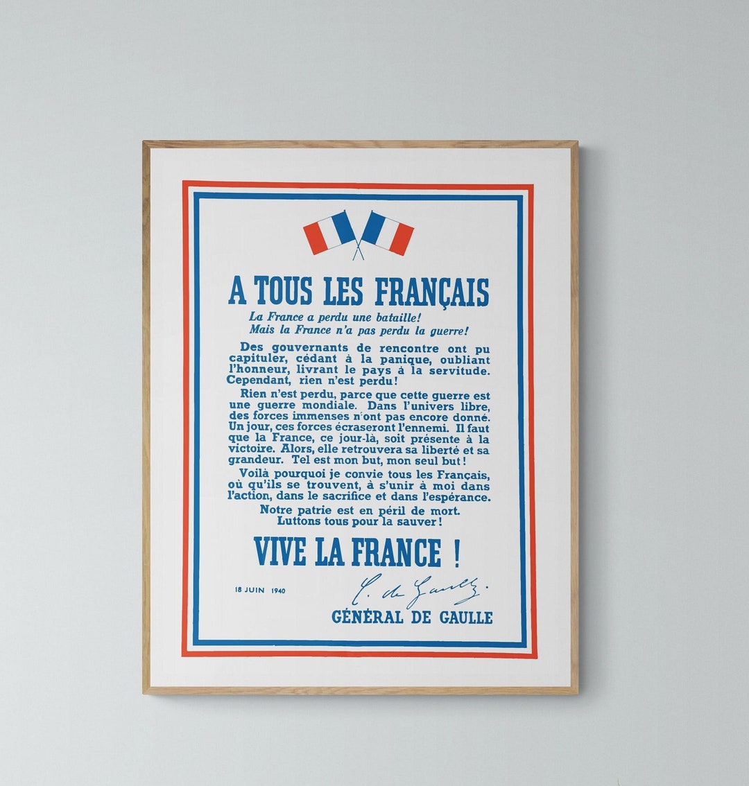 Poster Appeal June 18, 1940 De Gaulle - Etsy