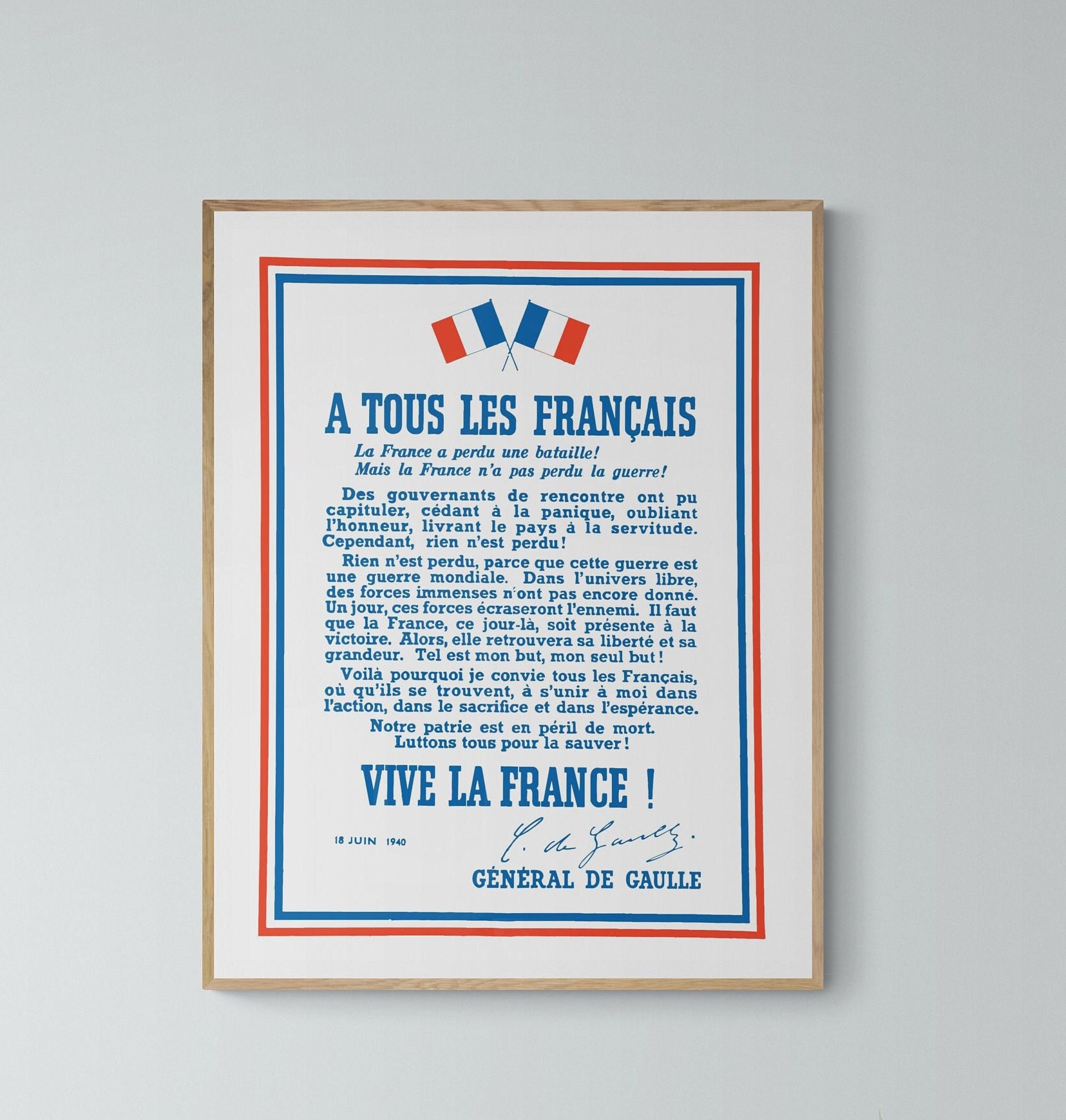 Poster Call June 18, 1940 De Gaulle - Etsy