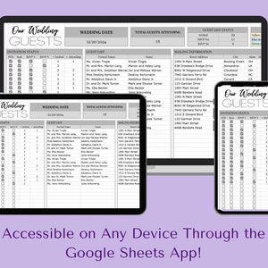 Wedding Guest List and RSVP Tracker, Google Sheets Spreadsheet Template ...