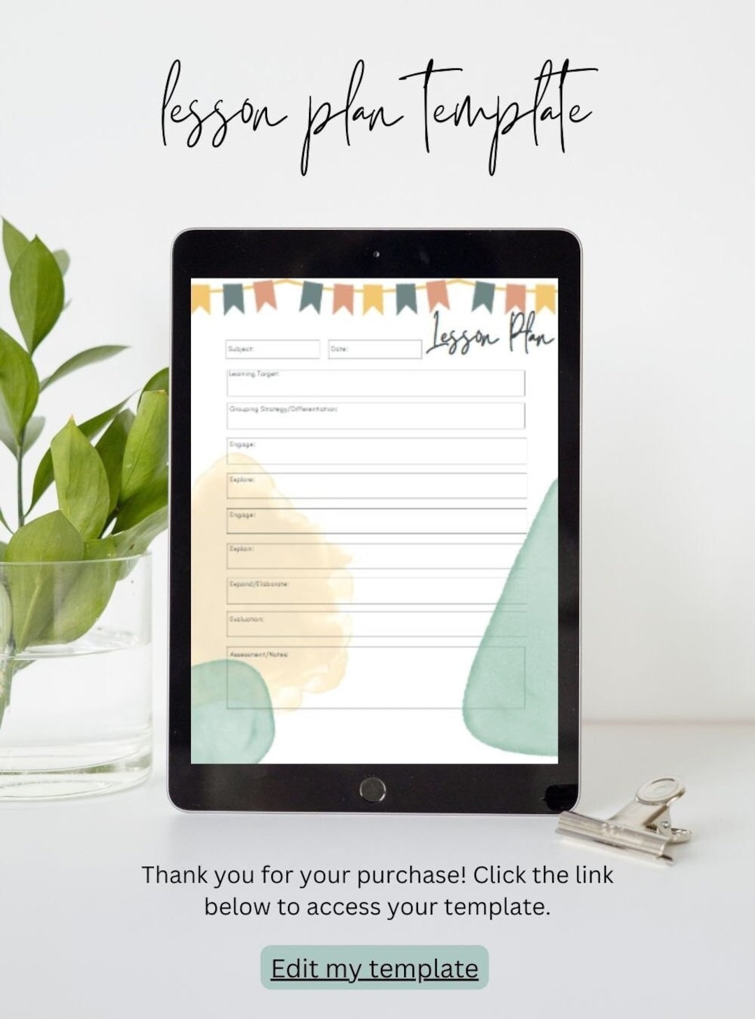 Watercolor Lesson Plan Template for Classroom Teachers / - Etsy