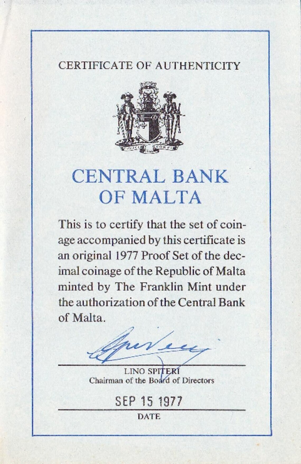 1977 Republic of Malta 9 Coin Proof Set Rare Collection Franklin Mint ...