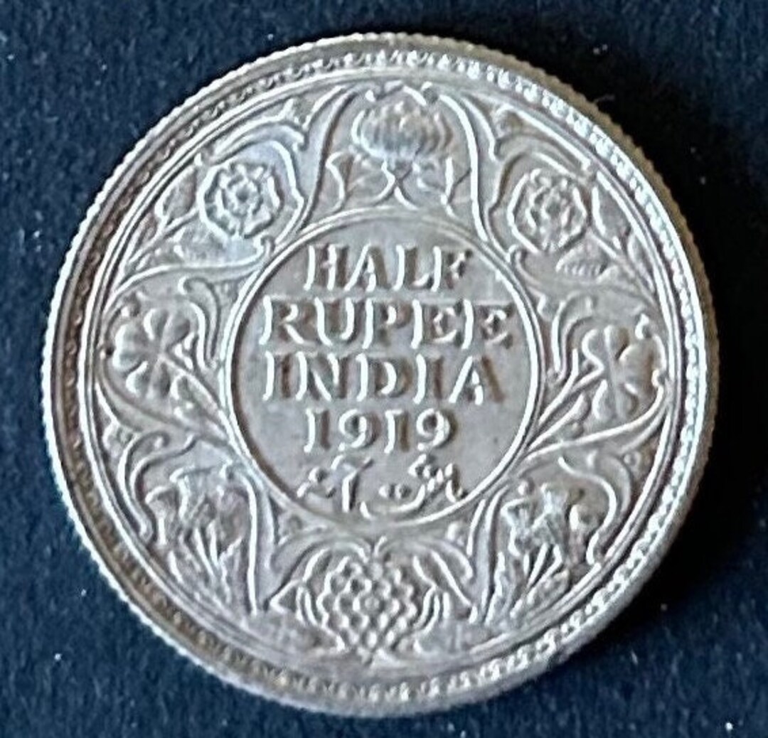 RARE 1919 1/2 Rupee British-india. King George V & Emperor Vintage KM ...