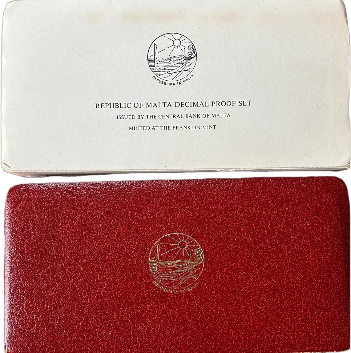 1977 Republic of Malta 9 Coin Proof Set Rare Collection Franklin Mint ...