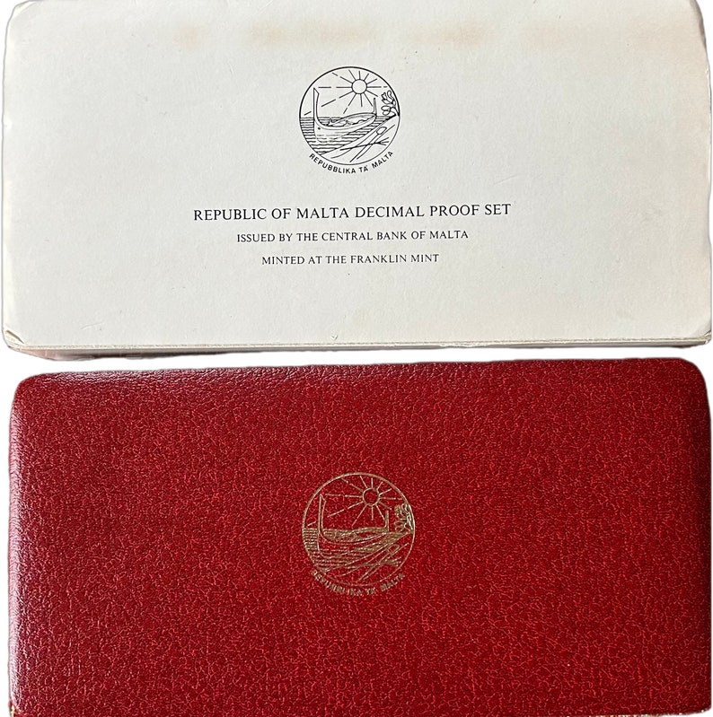1977 Republic of Malta 9 Coin Proof Set Rare Collection Franklin Mint ...
