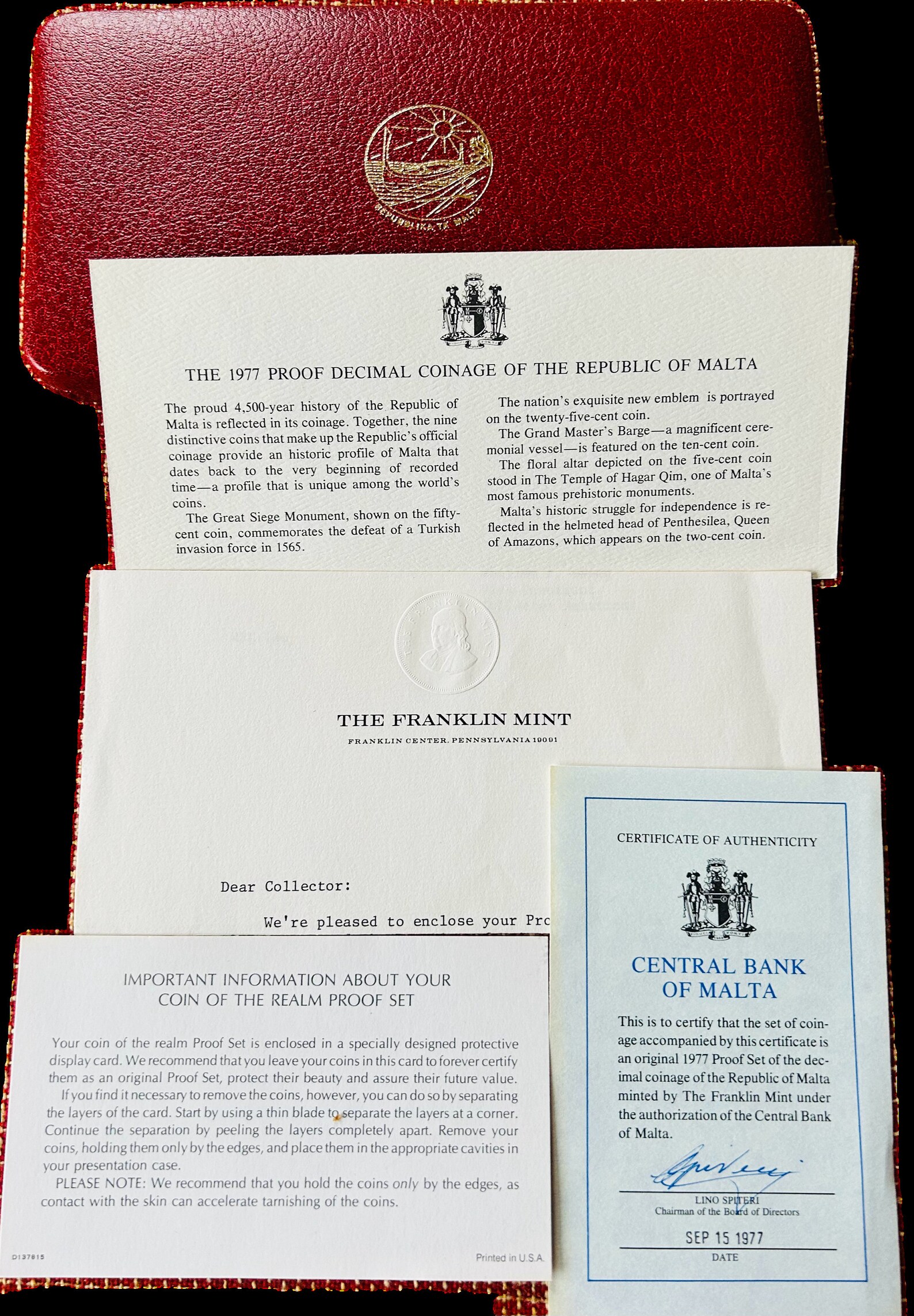 1977 Republic of Malta 9 Coin Proof Set Rare Collection Franklin Mint ...
