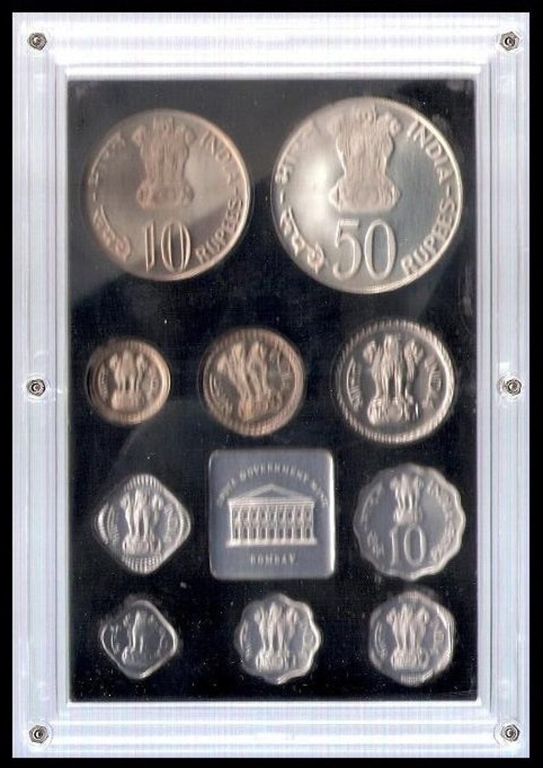 1974 India With 50 Rupees Silver Proof and Proof 10 Rupees Coin Set of ...