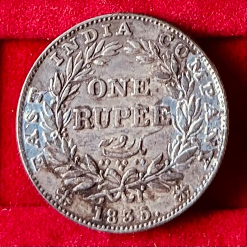 RARE 1835 1 Rupee East India Co. King William IIII Vintage KM#450 ...