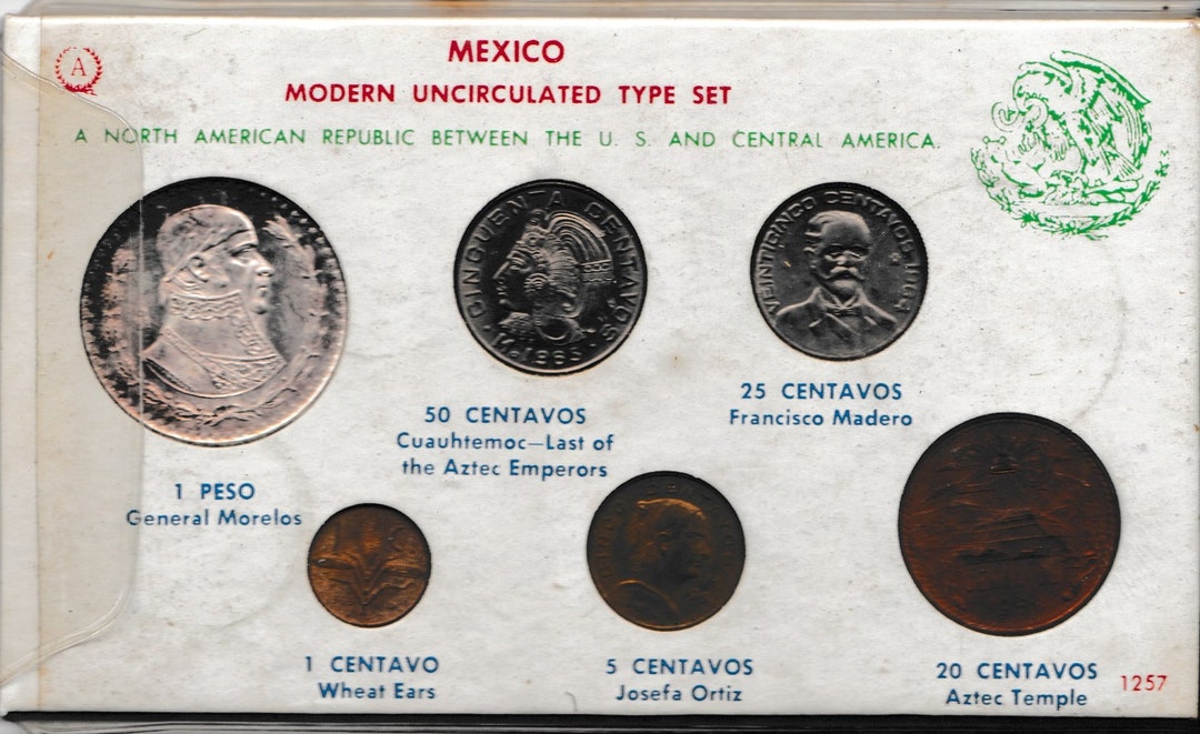 Mexico Modern 6 Coins Uncirculated Type 1964 Silver Peso Mint Set - Etsy