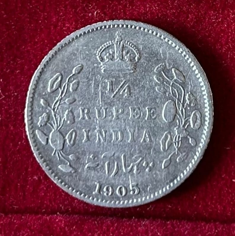RARE 1905 1/4 Rupee British-india. King Edward VII & Emperor Vintage KM ...