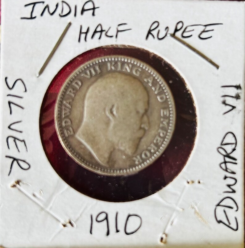 Rare 1910 INDIA Half 1/2 Rupee Silver Coin KM# 507 King Edward VII ...