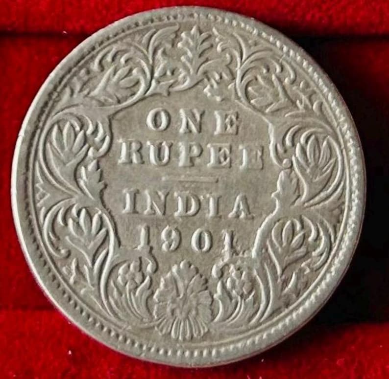 RARE India 1 Rupee - 1901 Queen Victoria British India KM#492 Silver ...