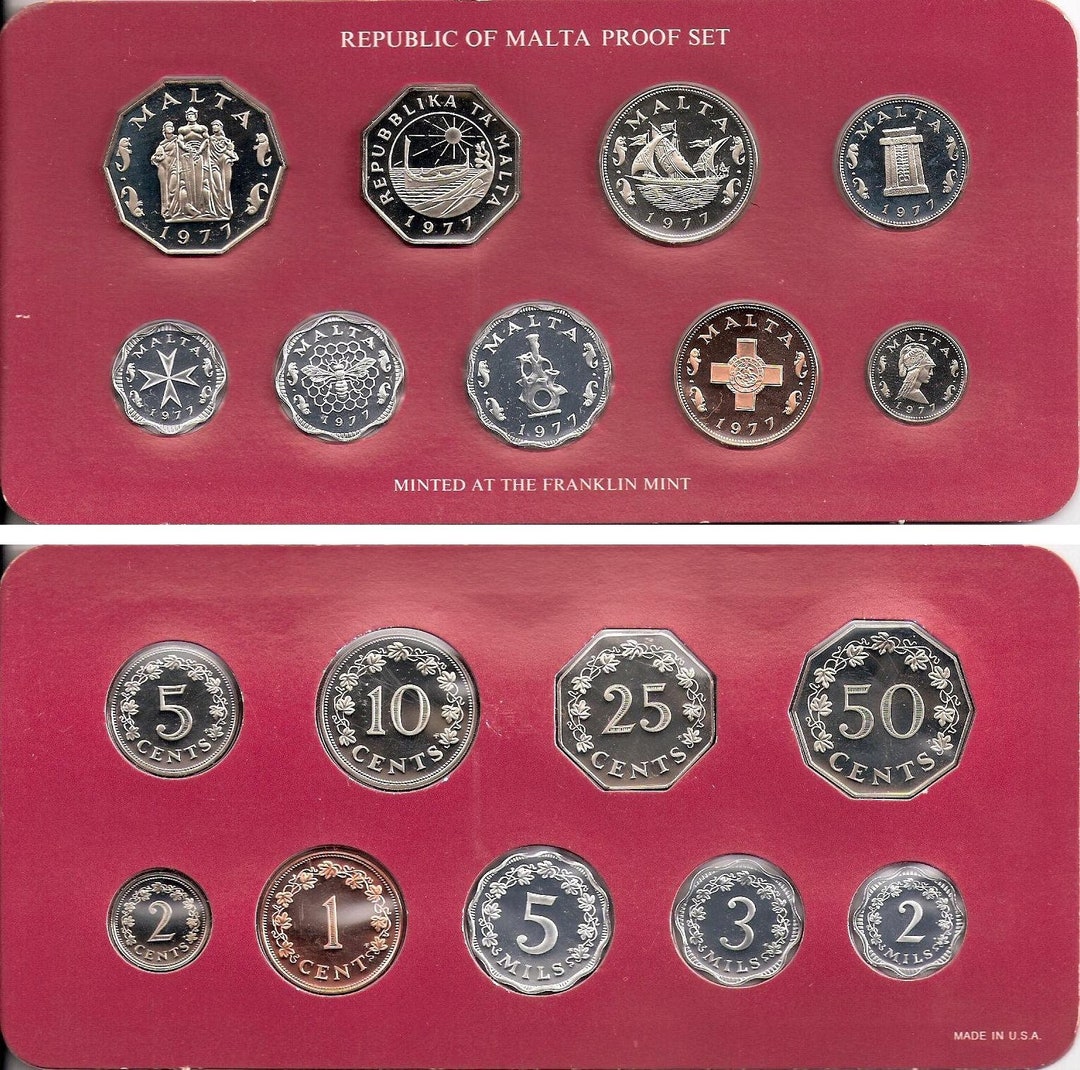 1977 Malta 9 Proof Coin Set - Etsy