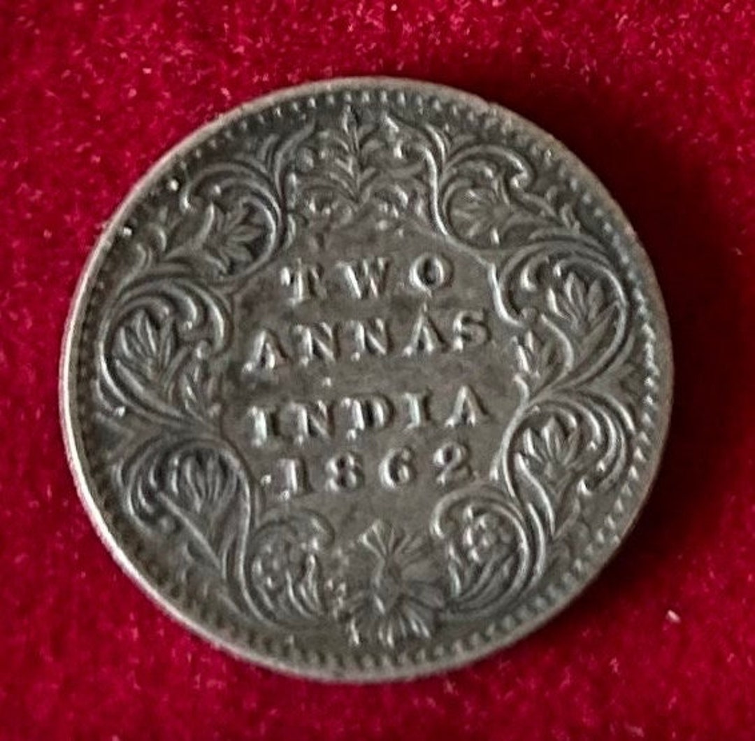 Vintage Rare British India 1862 Queen Victoria 2 Annas KM#469 Silver ...