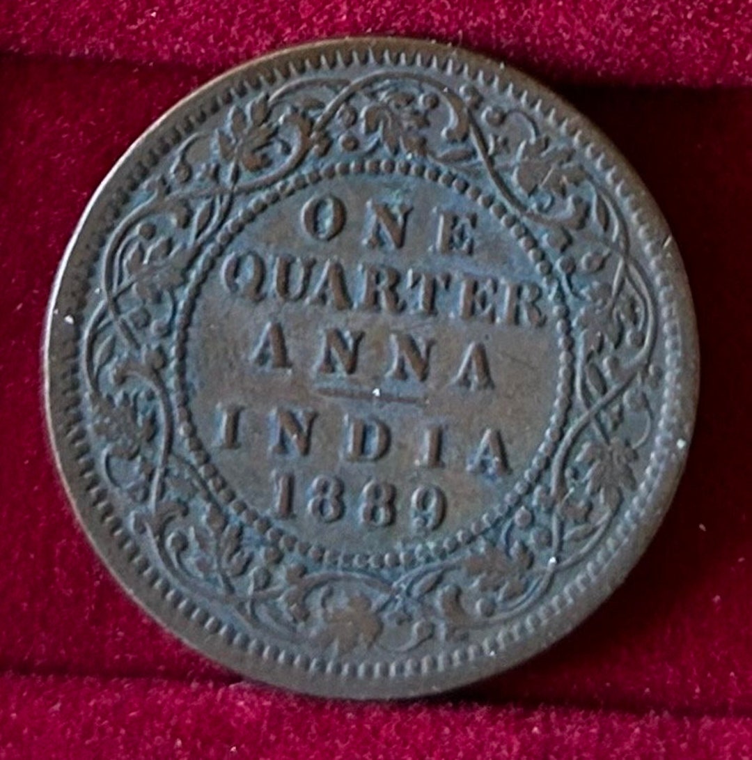 Vintage Rare British India 1889 Queen Victoria Quarter Annas KM#467 ...