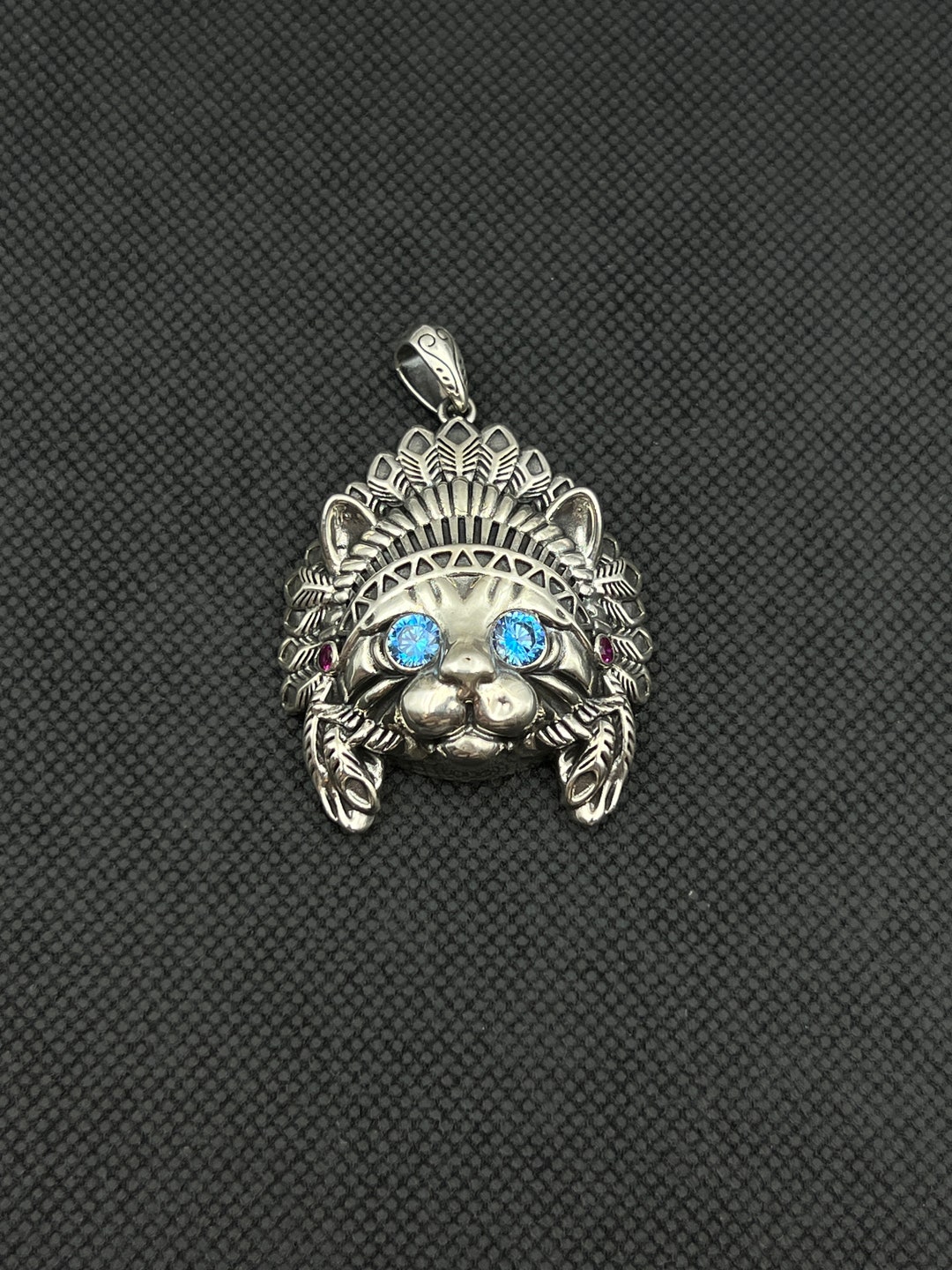 Indian Chief Cat Head Pendant - Stunning Tribal Style Accessory - Etsy