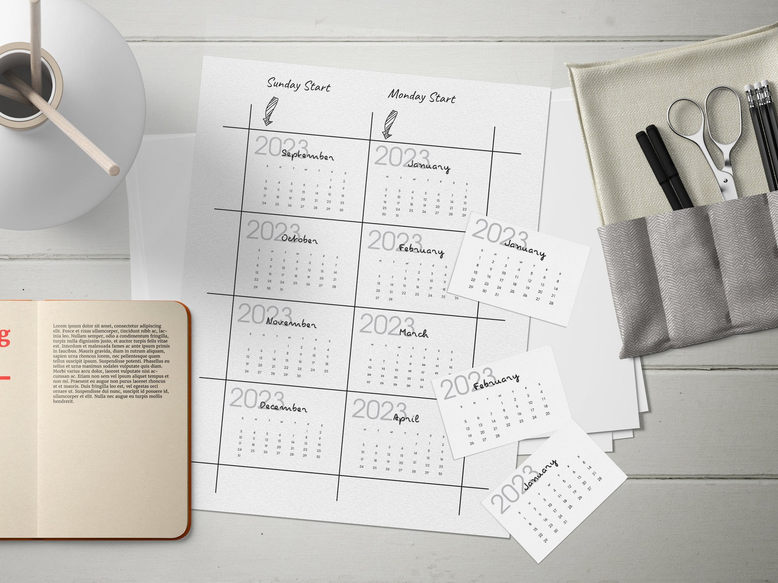 Printable Planner Cards 2023 3x2 Inches Mini Calendar - Etsy