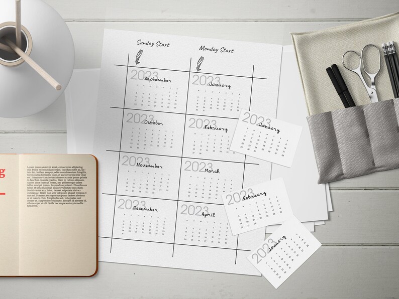 Printable Planner Cards 2023 3x2 Inches Mini Calendar - Etsy