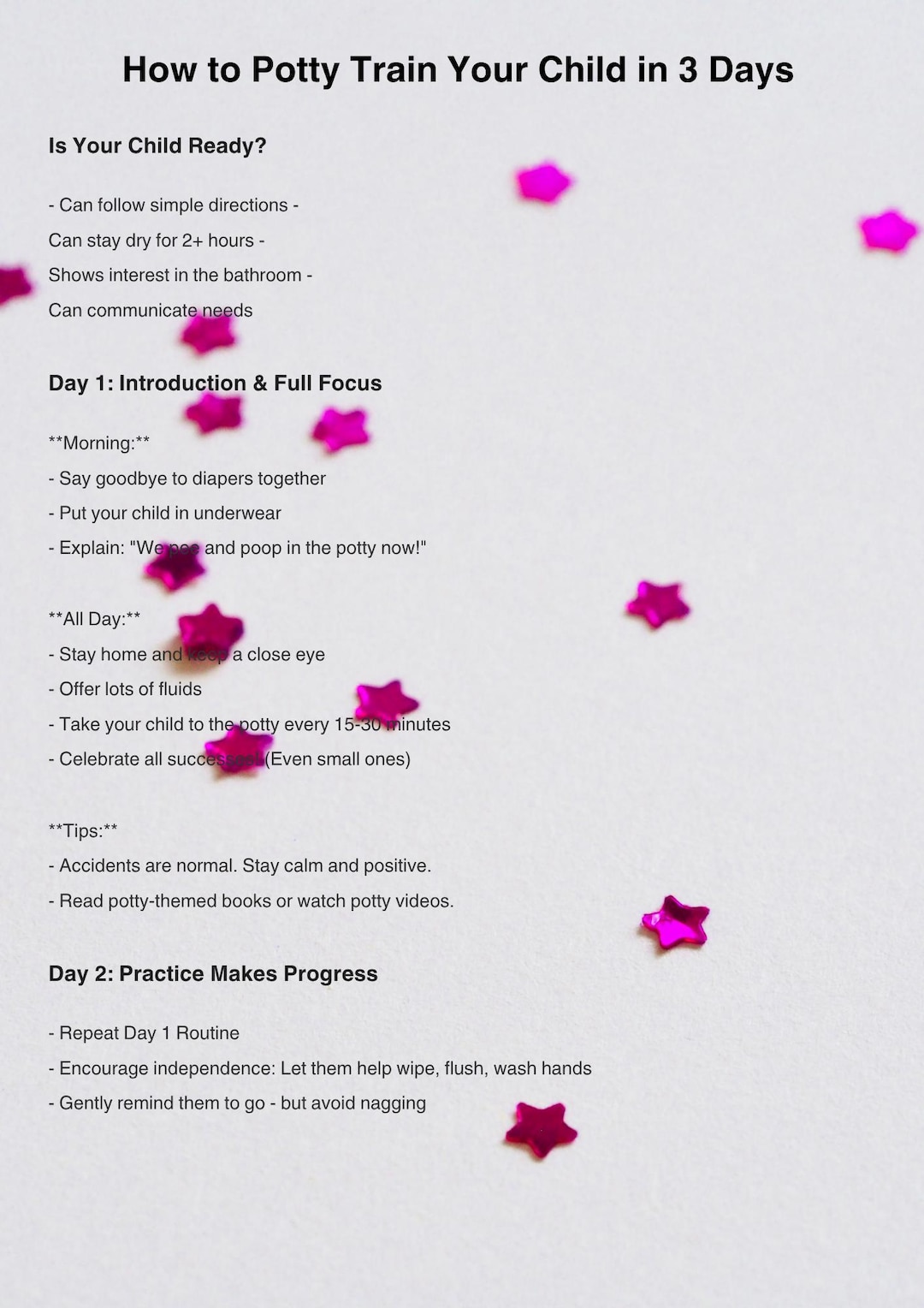 3-day Potty Training Guide & Sticker Chart Printable – Toddler Potty ...