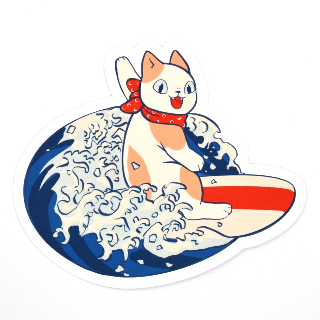 The Great Wave of Cat-agawa Vinyl Sticker - Etsy