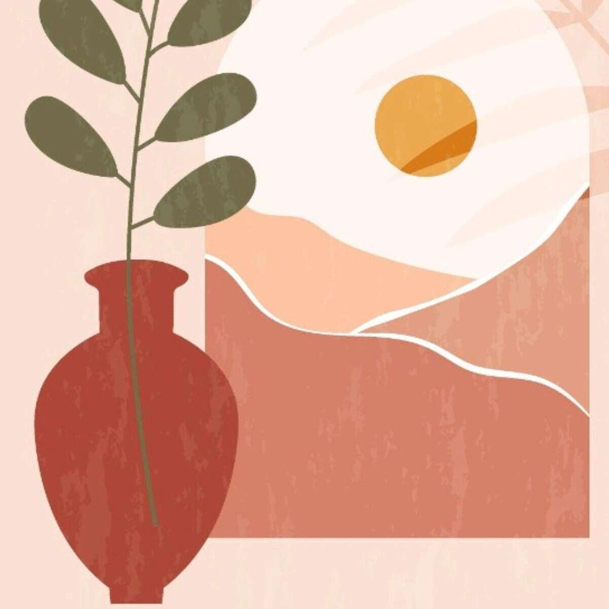 Boho Botanical Art Print, DIGITAL DOWNLOAD, Abstract Botanical ...