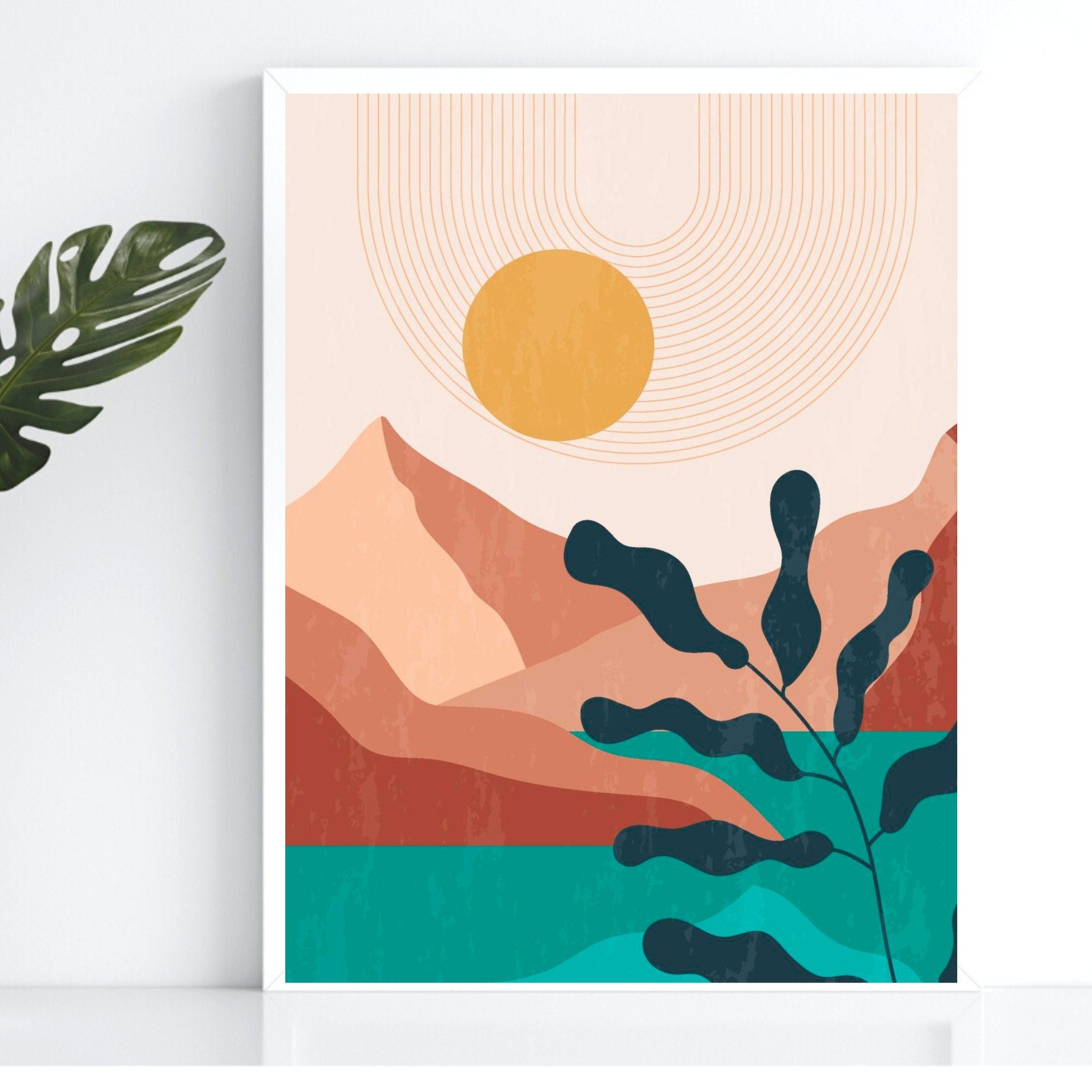 Boho Botanical Art Print, DIGITAL DOWNLOAD, Abstract Botanical ...