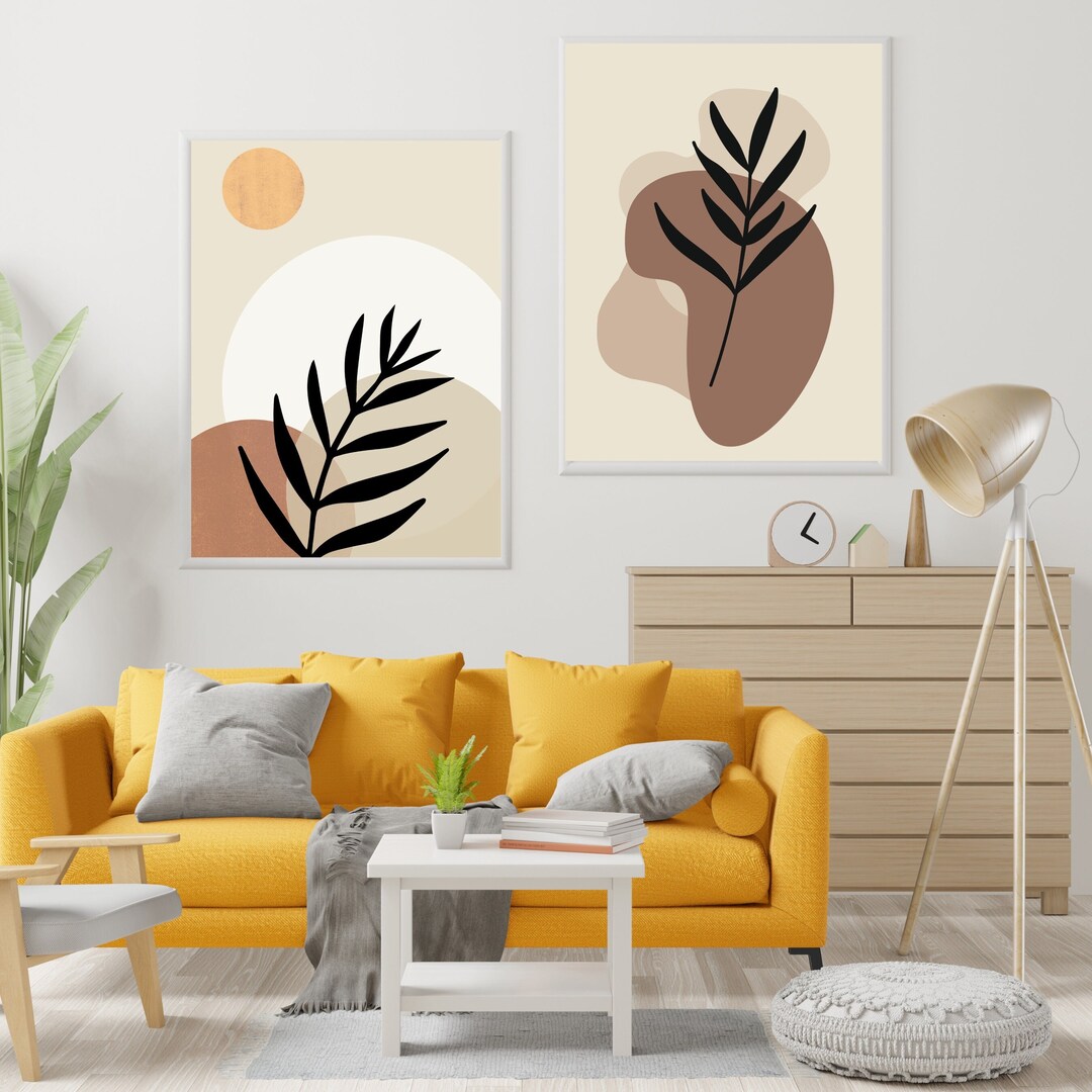 Boho Botanical Art Print, DIGITAL DOWNLOAD, Set of 2 Abstract Botanical ...