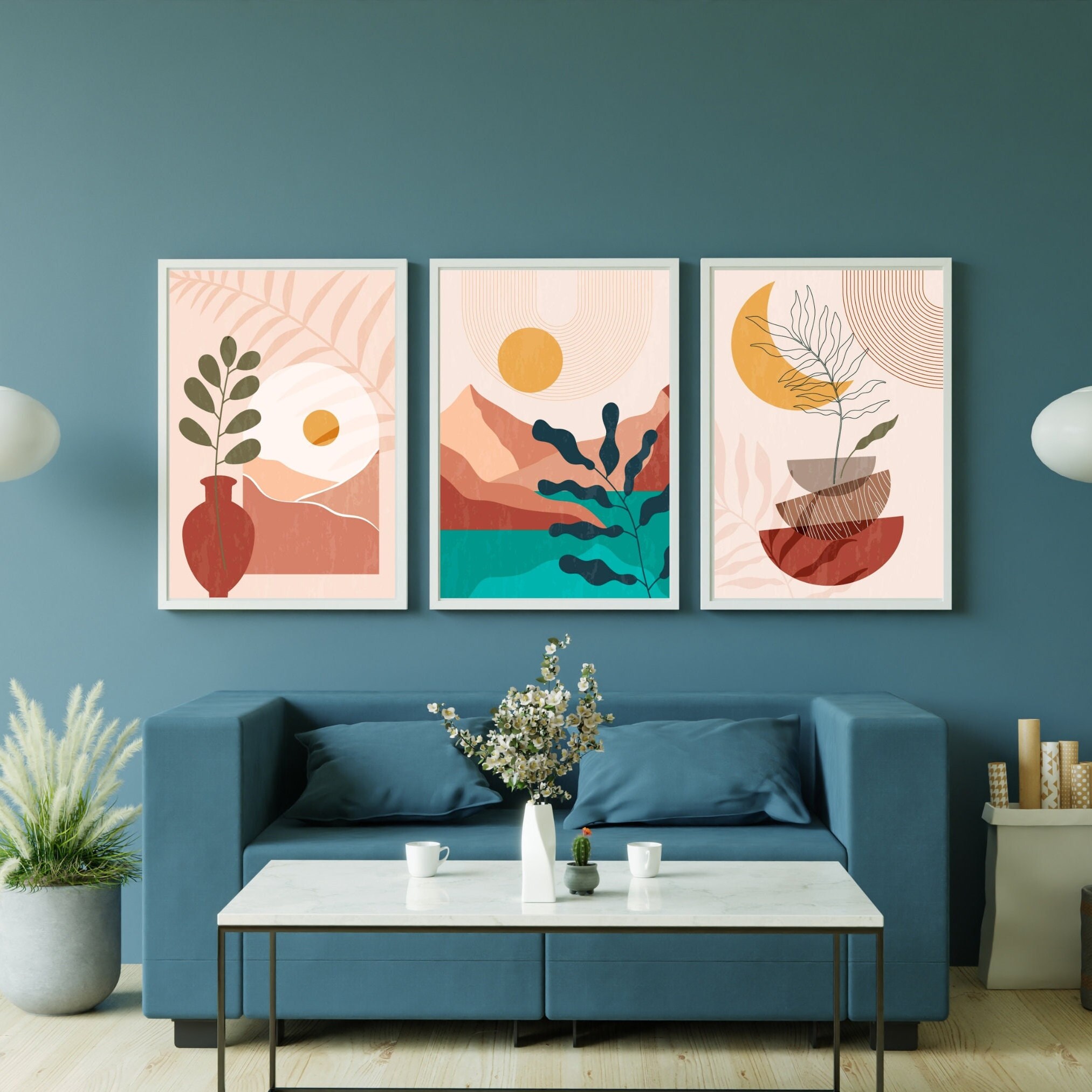 Boho Botanical Art Print, DIGITAL DOWNLOAD, Abstract Botanical ...