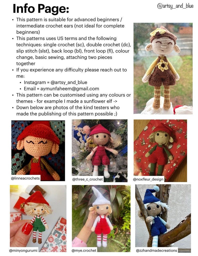 Cute Elf Doll Crochet Pattern by Artsy_and_blue - Etsy