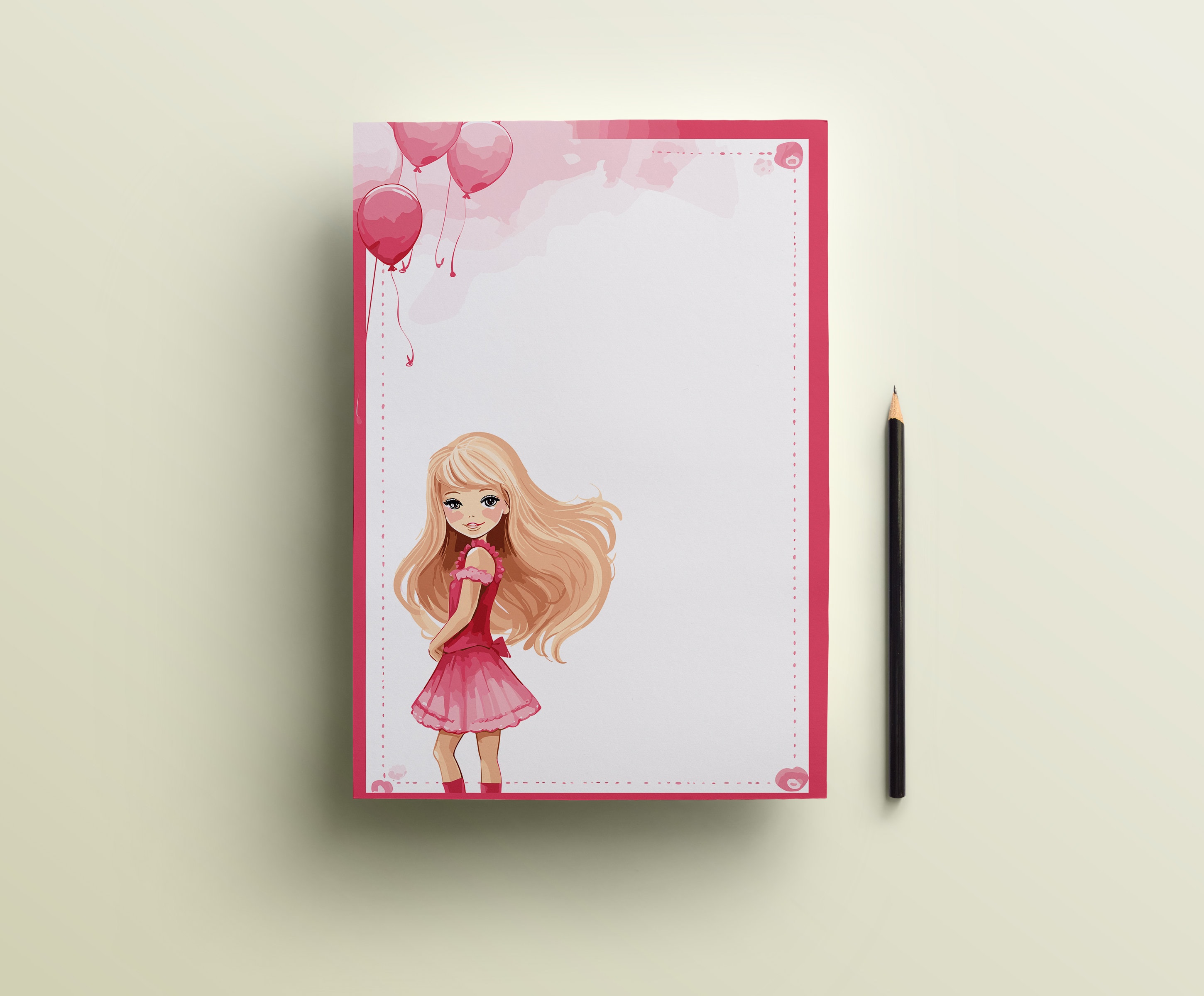 Pink, Girl, Party, Birthday, Invitation Border Frame SVG Files Digital ...