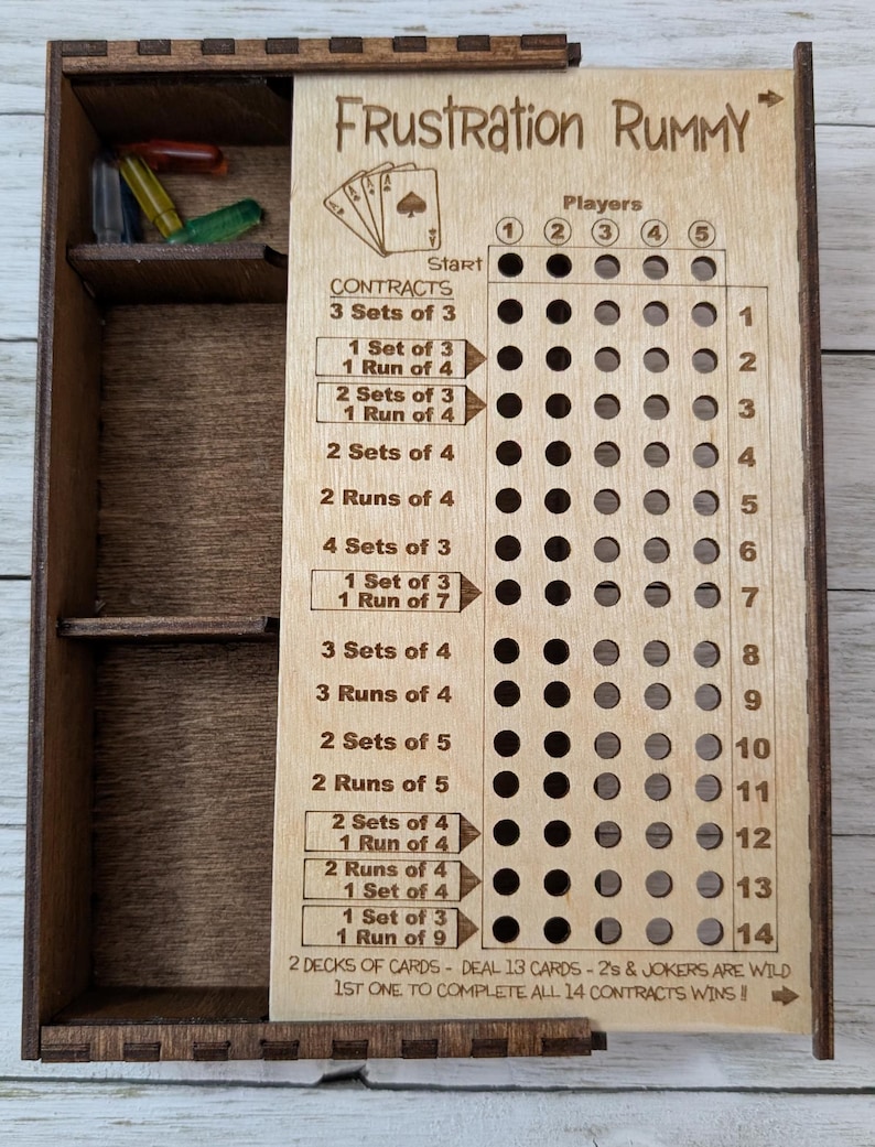 Deluxe Frustration Rummy Laser Engraved Custom Stained Game Box With ...