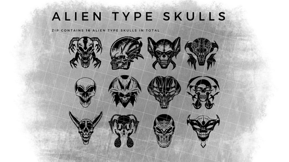 Skull Svg Bundle | Human Skulls | Animal Skulls | Alien Skulls ...