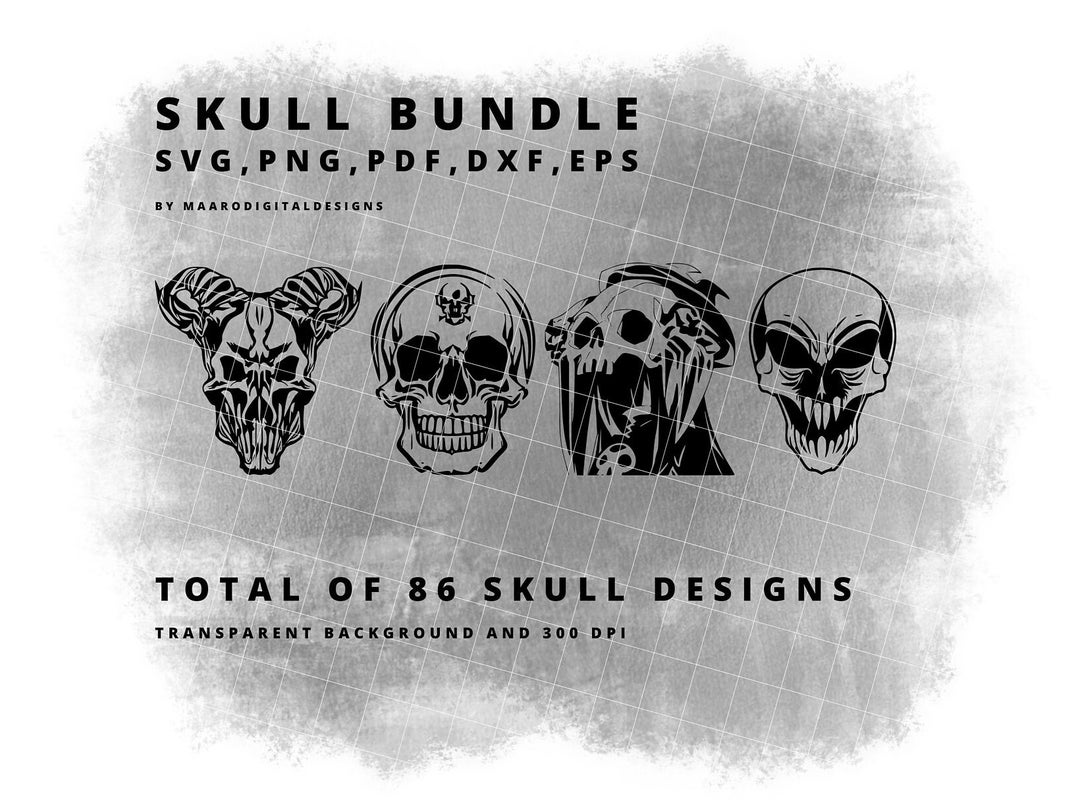 Skull Svg Bundle | Human Skulls | Animal Skulls | Alien Skulls ...