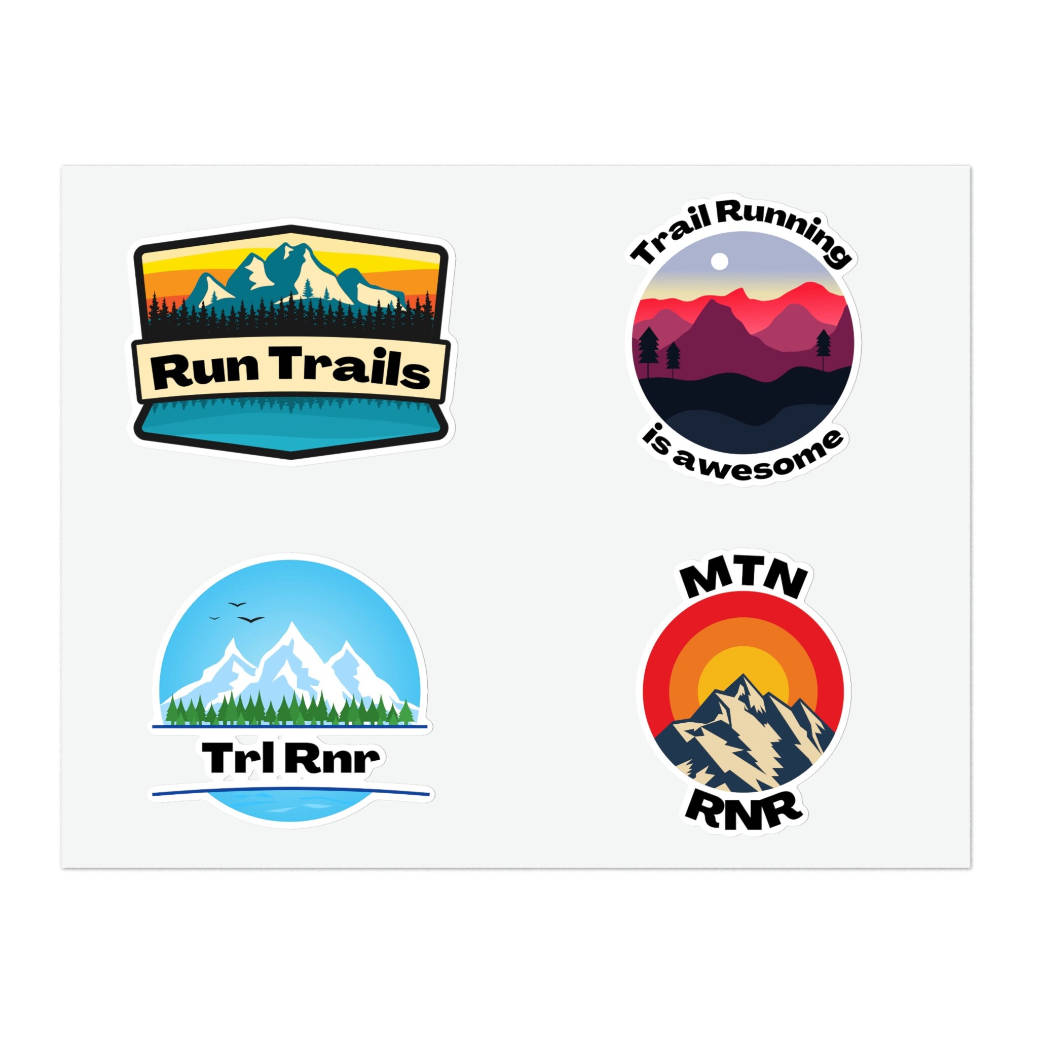 Trail Running Sticker 4-pack Sheet 4-sticker Pack for Trail and ...
