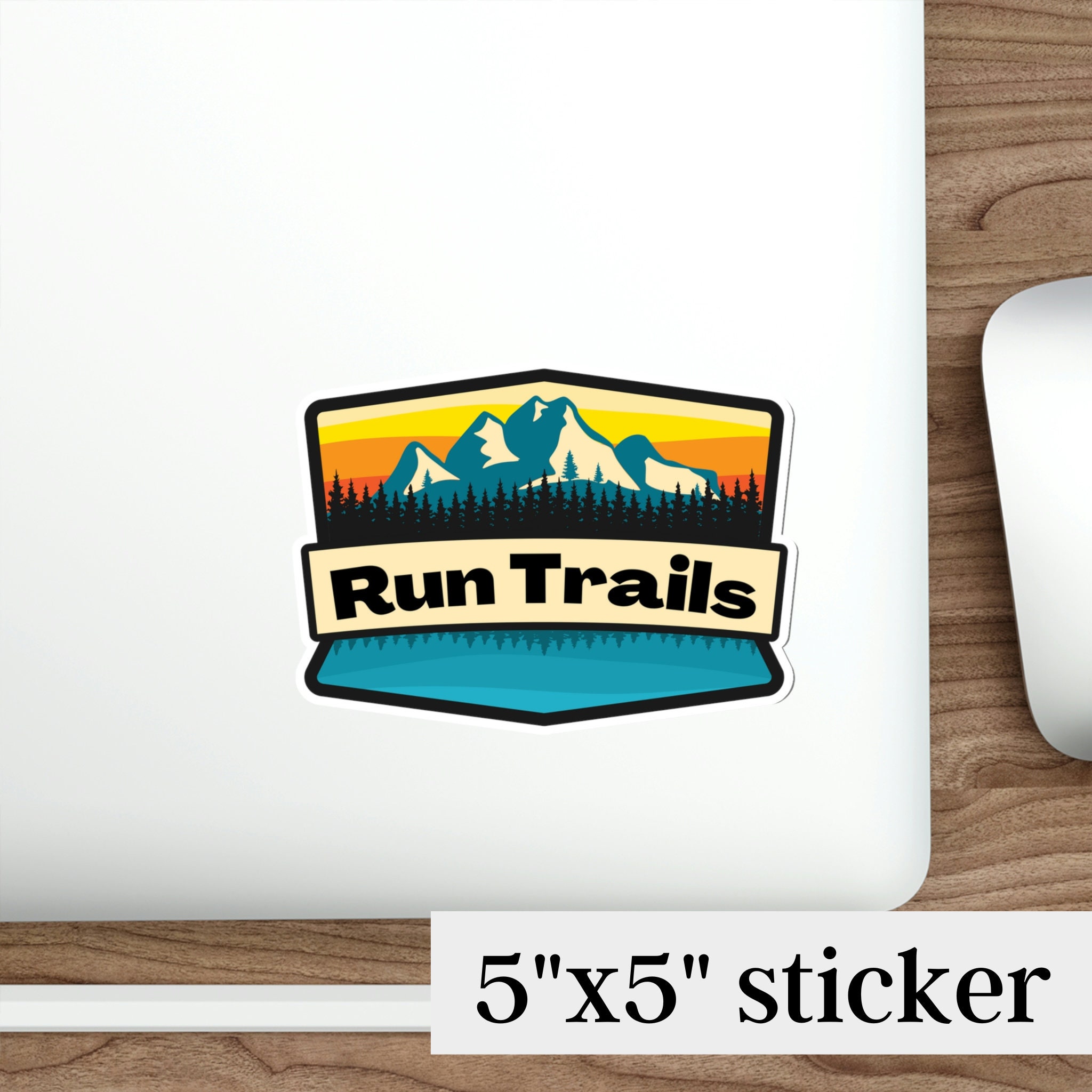 Trail Run Sticker Trail Running Sticker Mountains and - Etsy