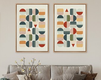 Framed Canvas Wall Art Set Colorful Geometric Color Blocks Abstract ...